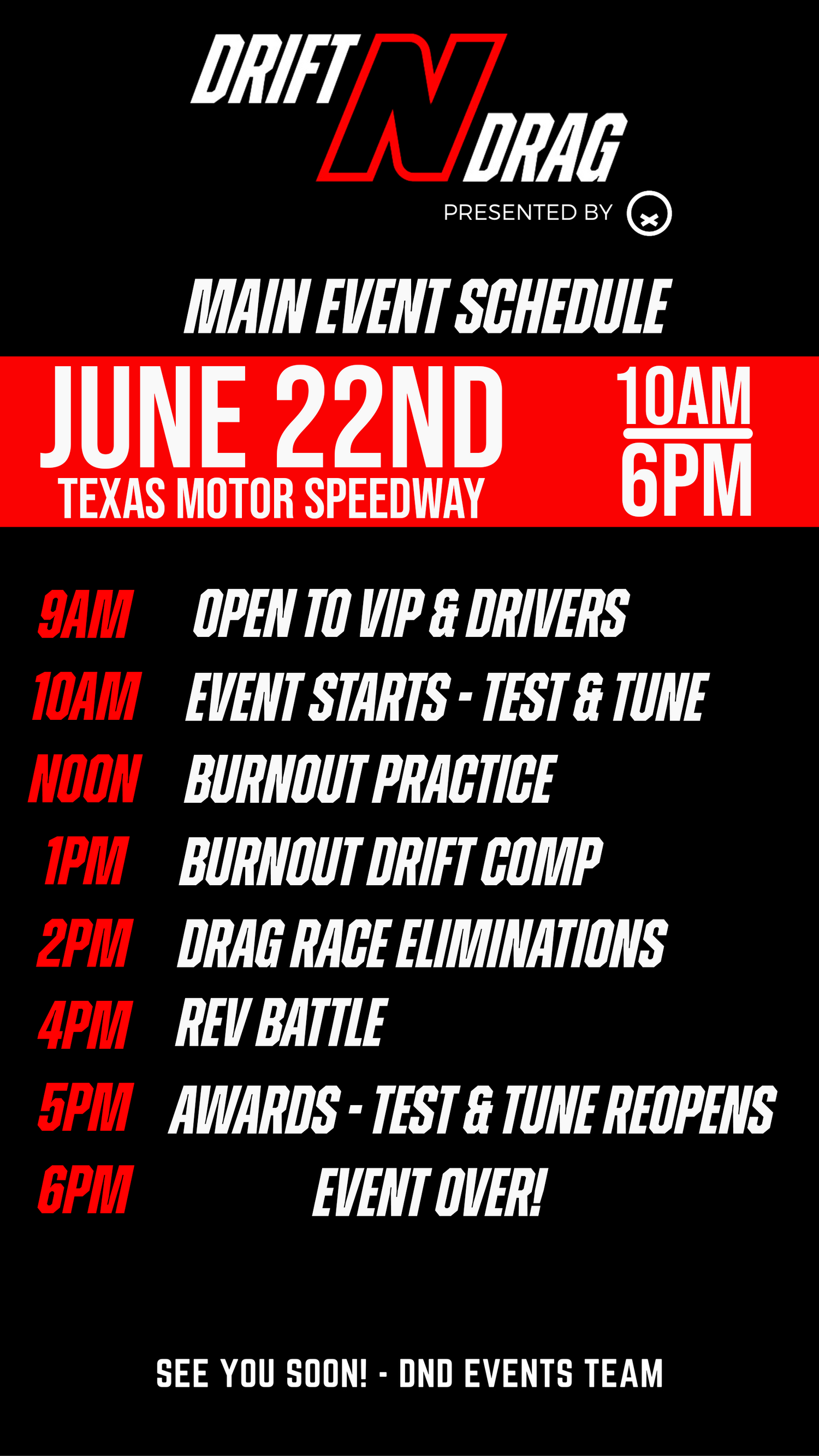 Schedule – Drift N Drag
